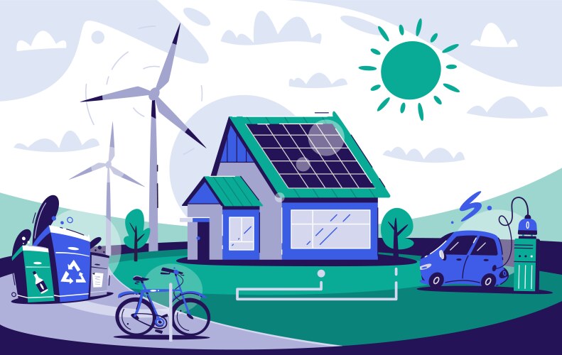 Eco concept cartoon ecology Royalty Free Vector Image