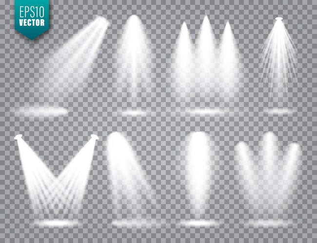 Spotlight set bright light beam Royalty Free Vector Image