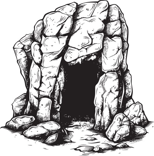 Stone age sanctuary prehistoric cave logo design Vector Image