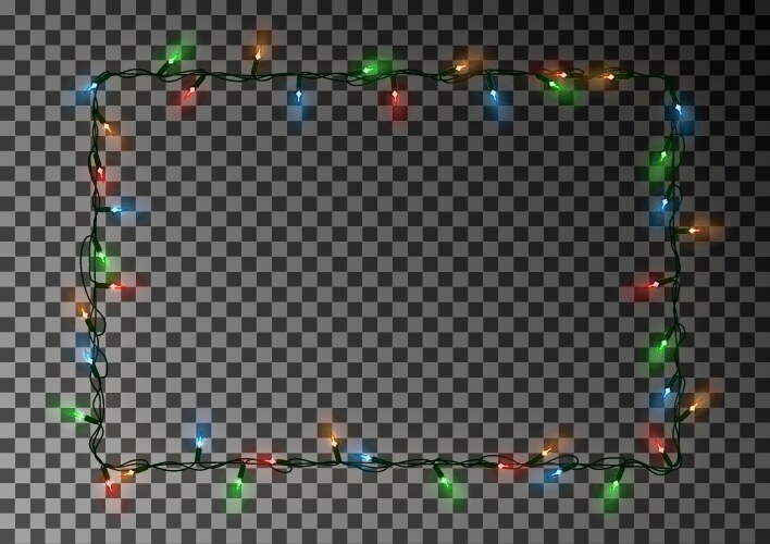 Frame with light garland christmas square border Vector Image