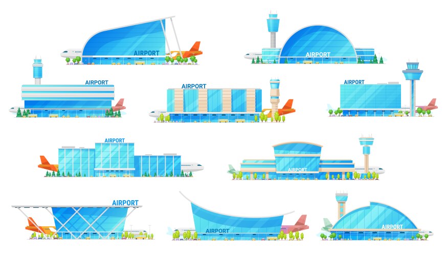 Control tower airport terminal buildings Vector Image