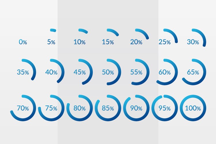 Pie chart full set ring percentage diagram Vector Image