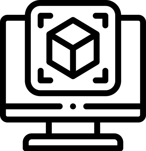 3d Modeling Icon Thin Linear Style Design Vector Image