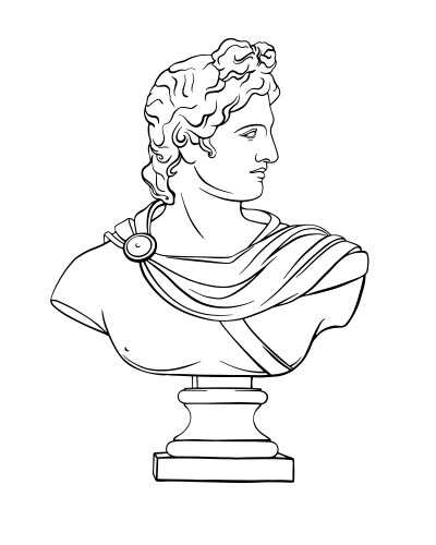 Greek sculpture cartoon male head graphic Vector Image