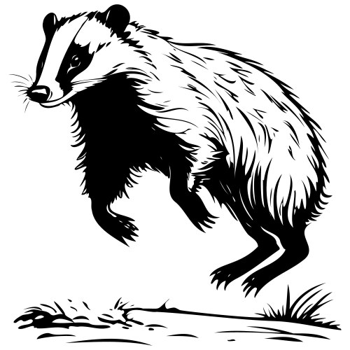 Badger sitting engrave hand drawn animal Vector Image