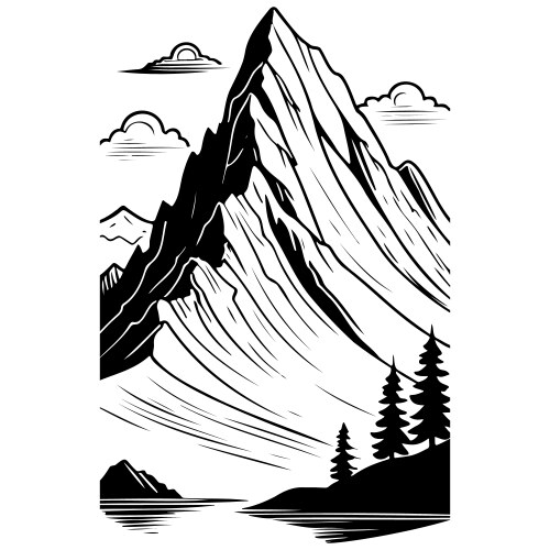 Cartoon mountain drawing outline line Royalty Free Vector