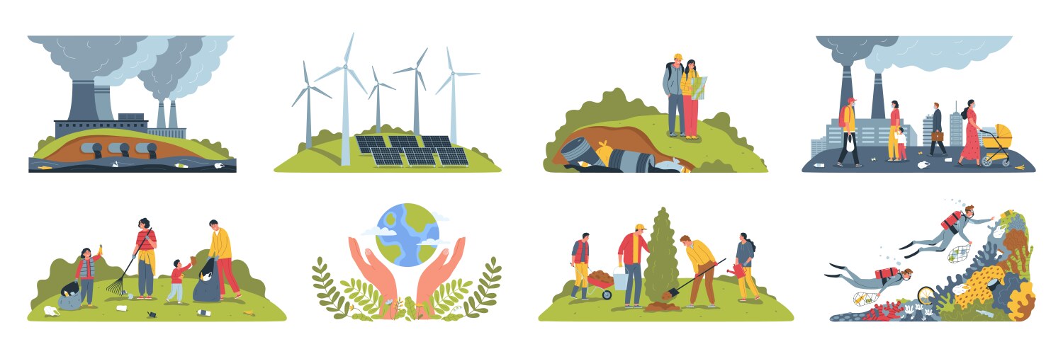 Save environment flat compositions Royalty Free Vector Image