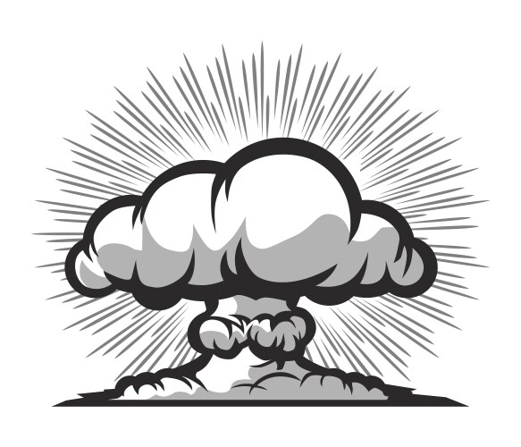 Nuclear explosion mushroom cloud drawing Vector Image