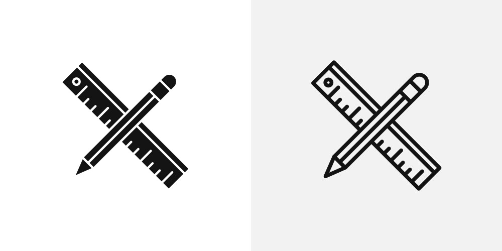 Pencil and ruler icon set school measure Vector Image