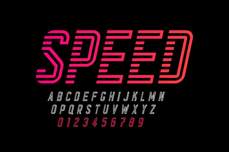Speed letters set red race font italic bold Vector Image