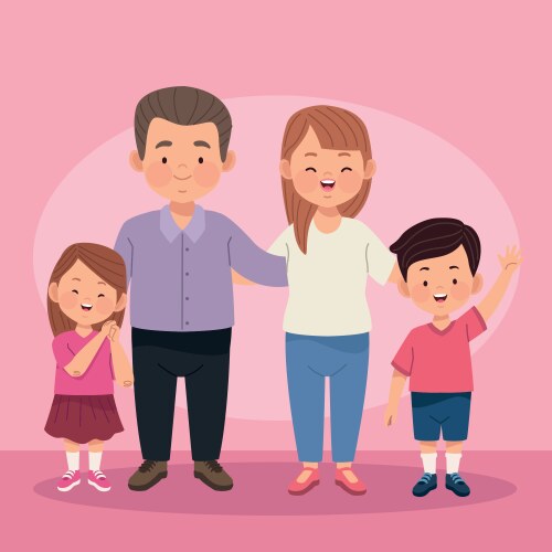 Family four members Vector Images & Graphics for Commercial Use ...