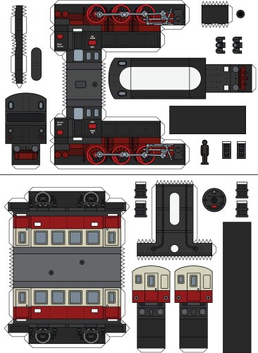 Paper model a vintage steam train Royalty Free Vector Image