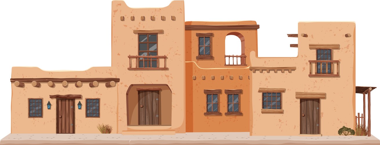 A classic mexican adobe house Royalty Free Vector Image