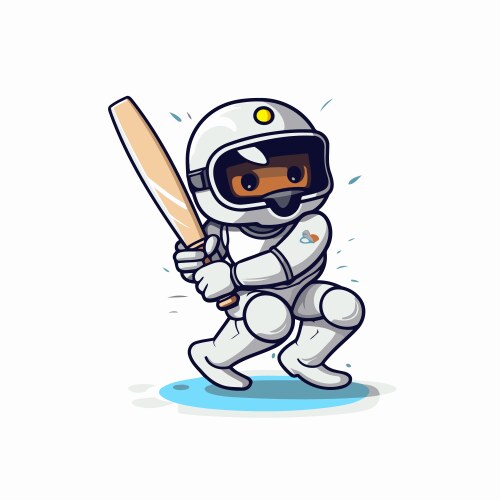 Astronaut with baseball bat cartoon style Vector Image