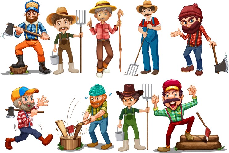 Farmers harvesting crop cartoon Royalty Free Vector Image