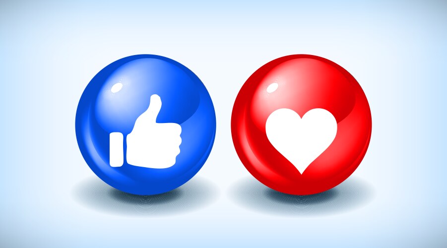 Like and heart flat icons Royalty Free Vector Image