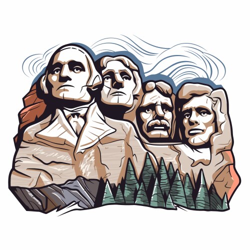 Mount rushmore hand-drawn comic Royalty Free Vector Image