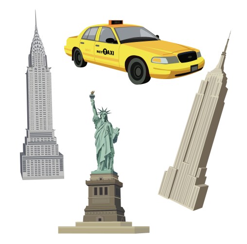 Set of new york famous buildings Royalty Free Vector Image