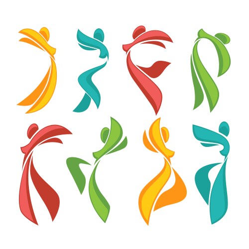 Dance movement sport and yoga people body icons Vector Image
