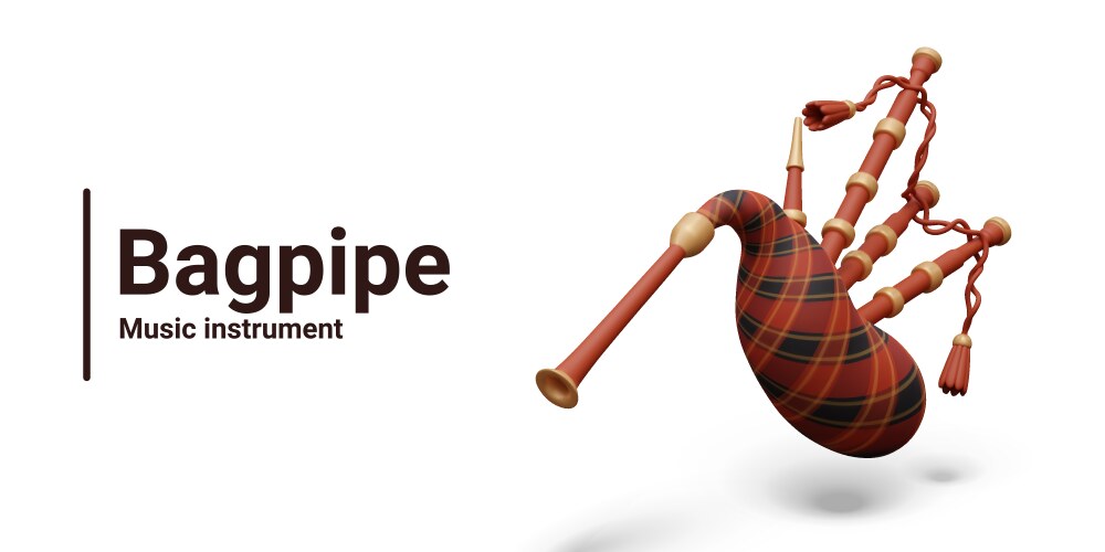Bagpipe isolated image realistic wind Royalty Free Vector