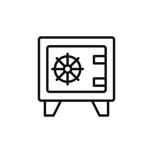 Safe vault box logo sign set outline Royalty Free Vector