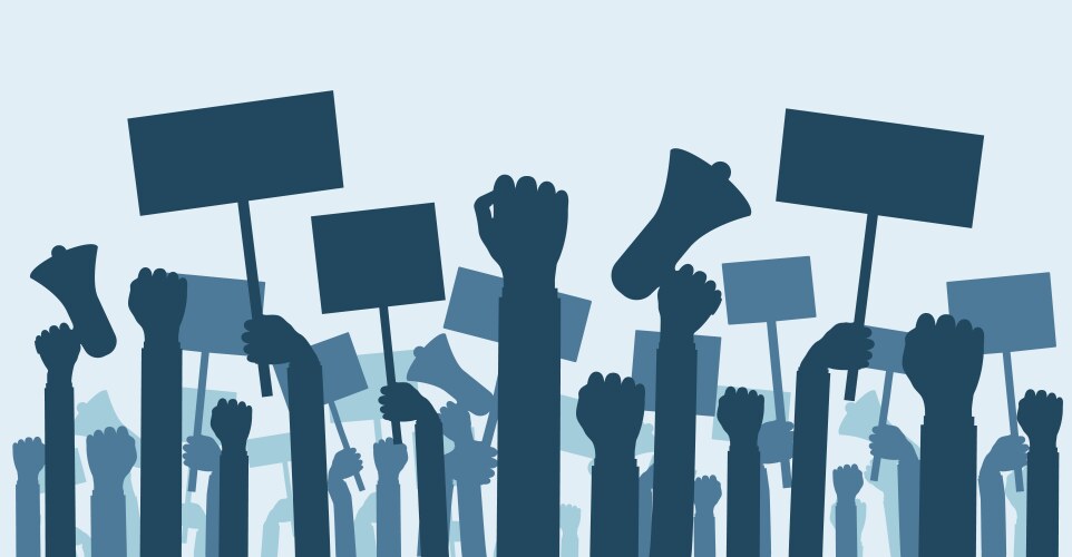 Crowd people silhouette transparent protest Vector Image