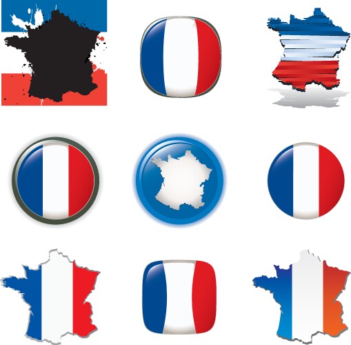 France icons set Royalty Free Vector Image - VectorStock