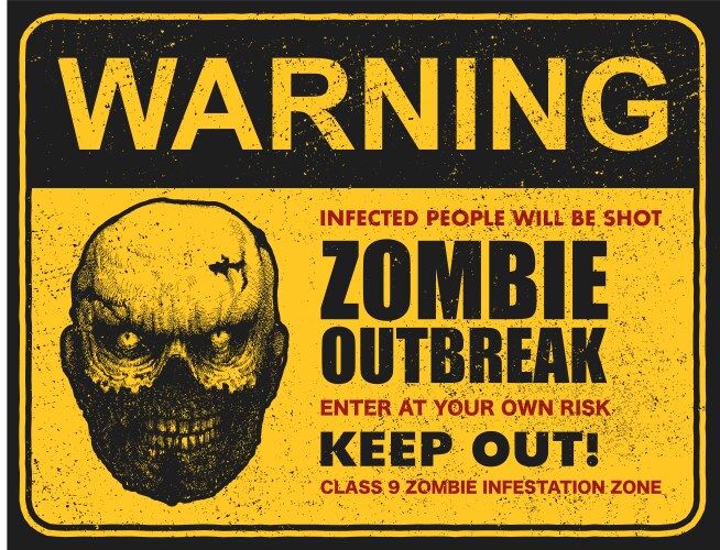 Poster zombie outbreak sign board Royalty Free Vector Image