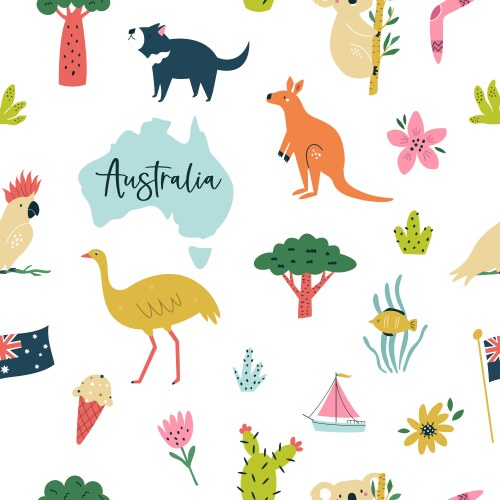 Colorful design with famous symbols of australia Vector Image