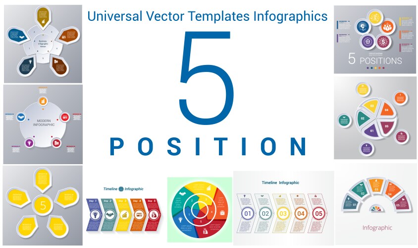Set 9 universal templates elements infographics Vector Image