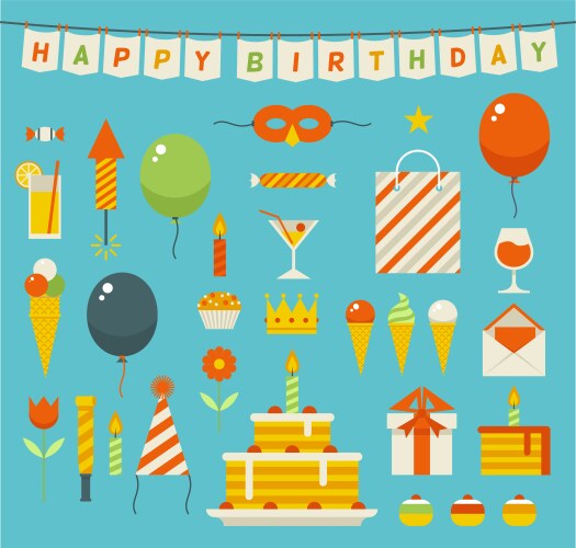 Birthday set Royalty Free Vector Image - VectorStock