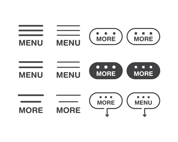 Hamburger menu icon buttons for website ui Vector Image