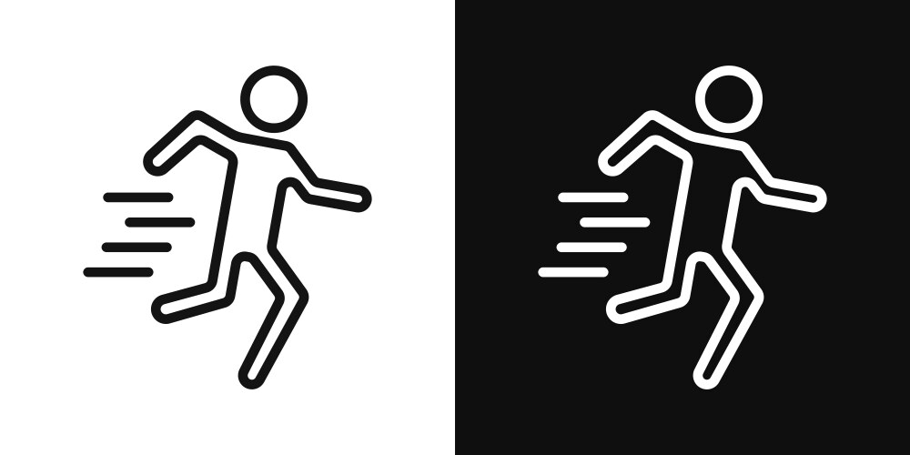 Running icon set in solid black and white color Vector Image