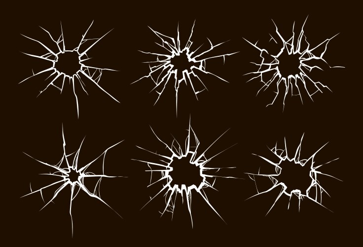 Different types of glass crack Royalty Free Vector Image