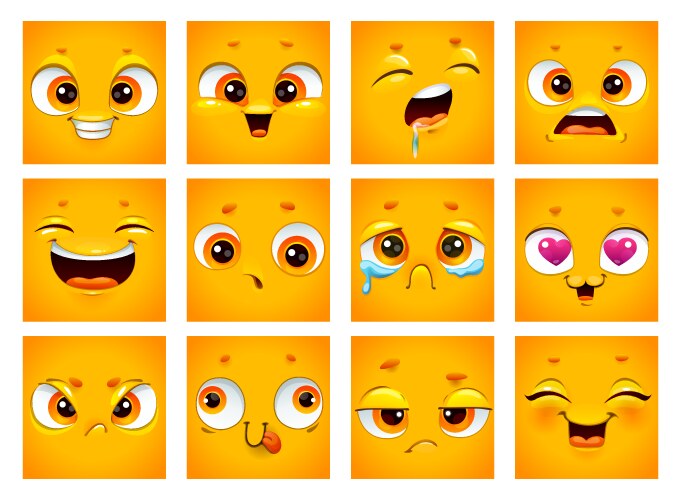 Humorous emoji set emoticon face collection Vector Image
