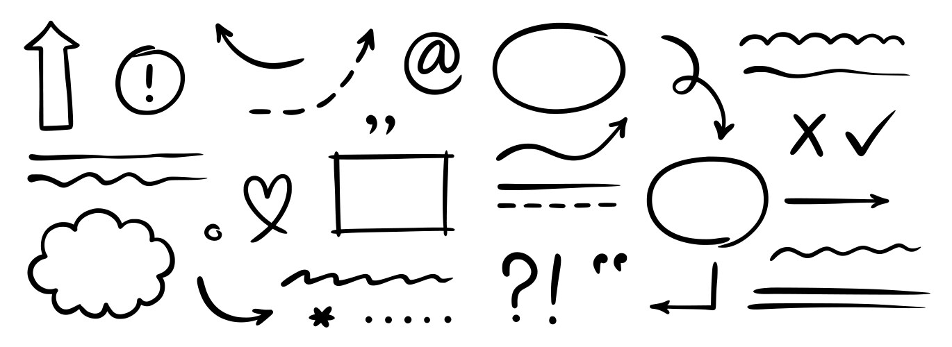 Hand drawn line arrow sketch underline round Vector Image