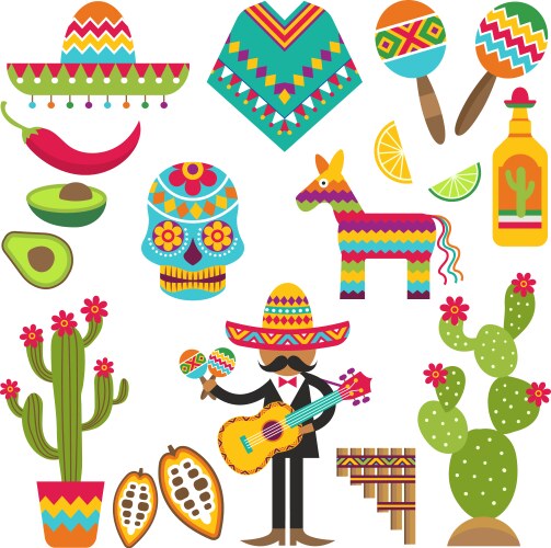 Mexican stickers Royalty Free Vector Image - VectorStock