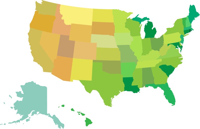 Colorful map united states Royalty Free Vector Image