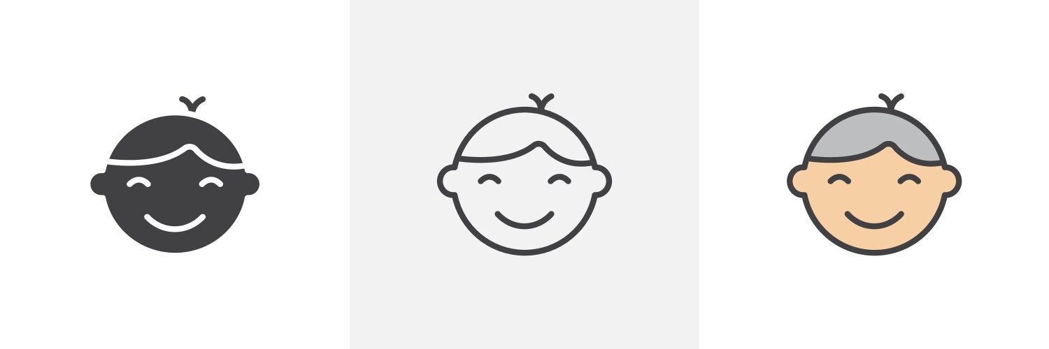 Child face icon set on white background Royalty Free Vector