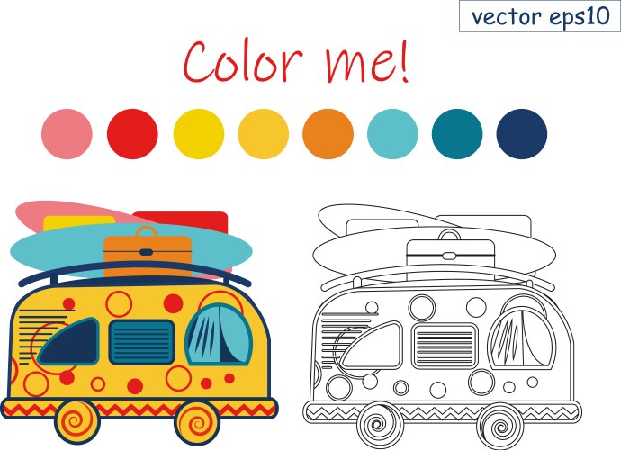 Hippie van with floral print icon Royalty Free Vector Image