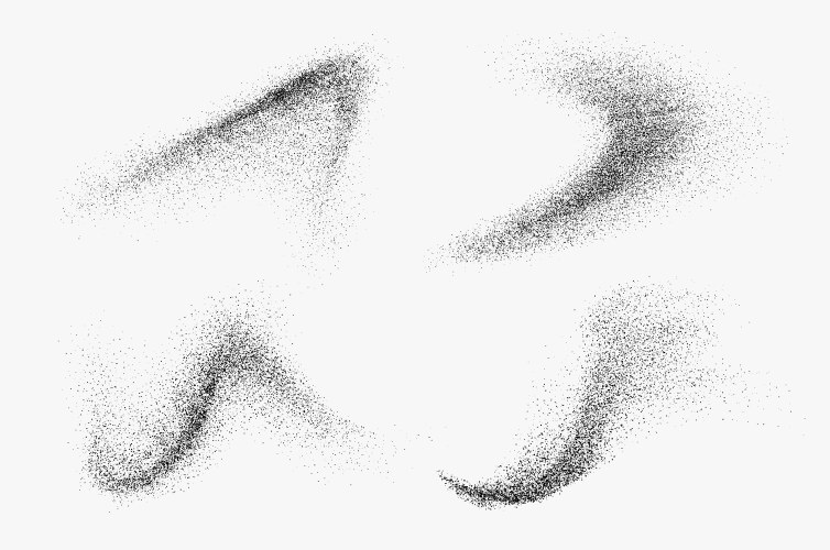 Dotwork abstract shapes black grain texture Vector Image