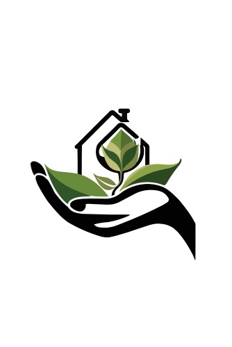 Farming hand house logo Royalty Free Vector Image