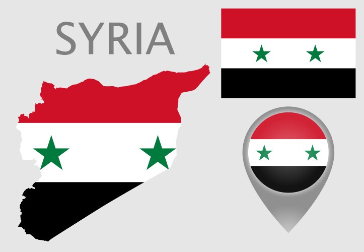 Syrian pin wavy flag Royalty Free Vector Image