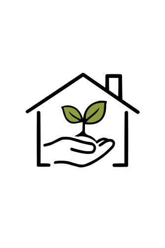Hand house farming logo Royalty Free Vector Image