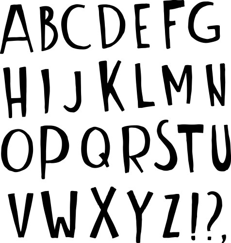 Hand Written Font Type Alphabet Capital Letters Vector Image