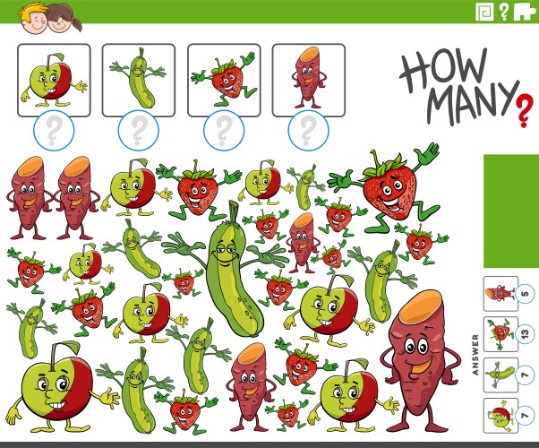 Cartoon education counting game for preschool Vector Image