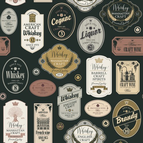 Vintage labels of whiskey with copper Royalty Free Vector