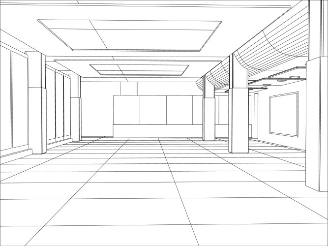 3d room corner with perspective grid interior Vector Image