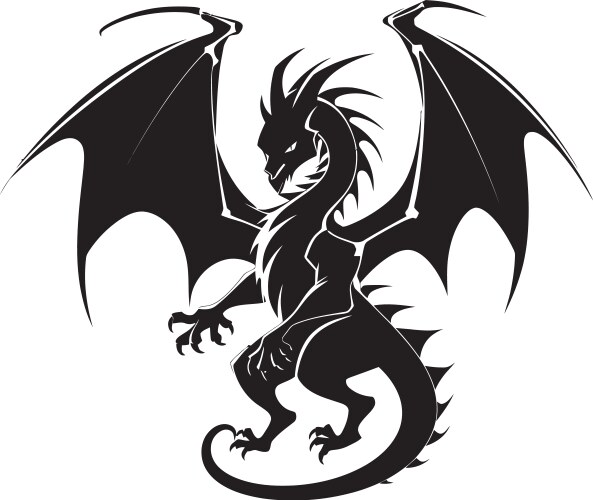 Winged wanderer iconic dragon logo design mystic Vector Image