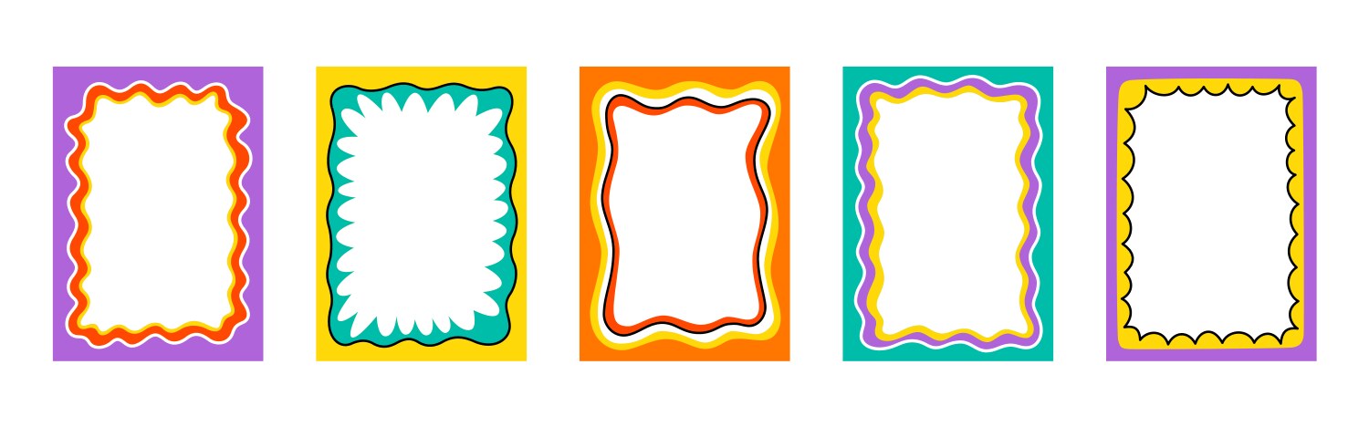 Wave scalloped edge frame doodle border with wavy Vector Image